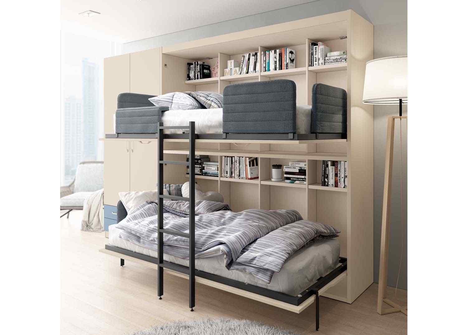 Combinación De Litera Y Cama Plegable Kentaro Noix Cama Abatible
