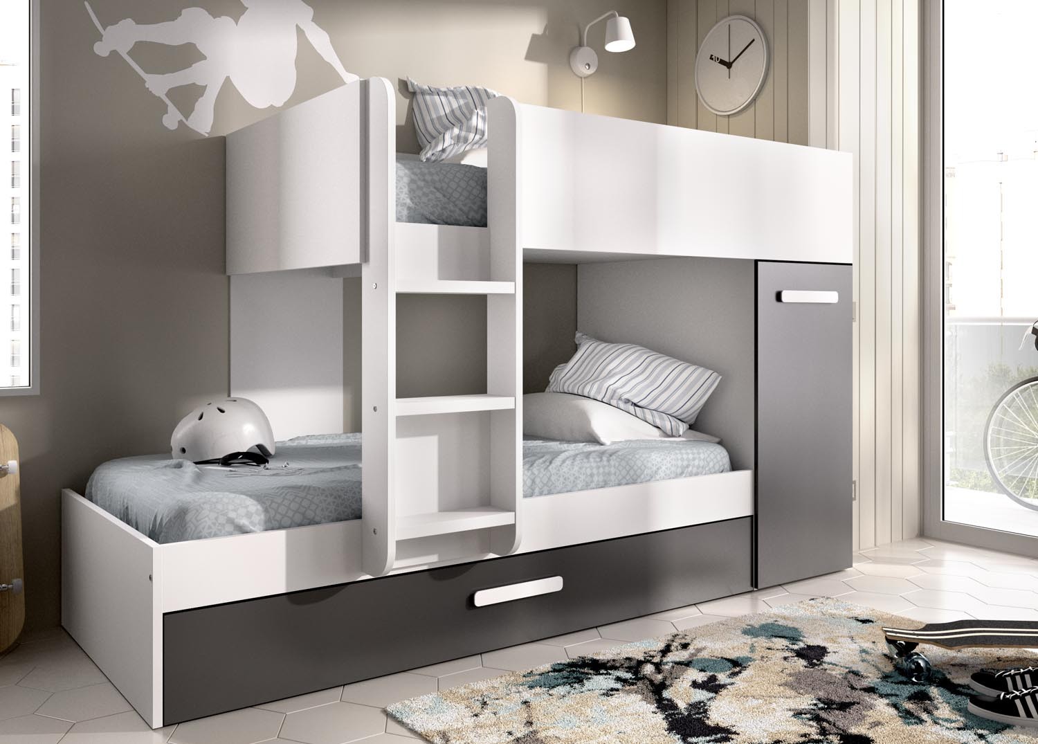 Litera tren con cama de arrastre Monk