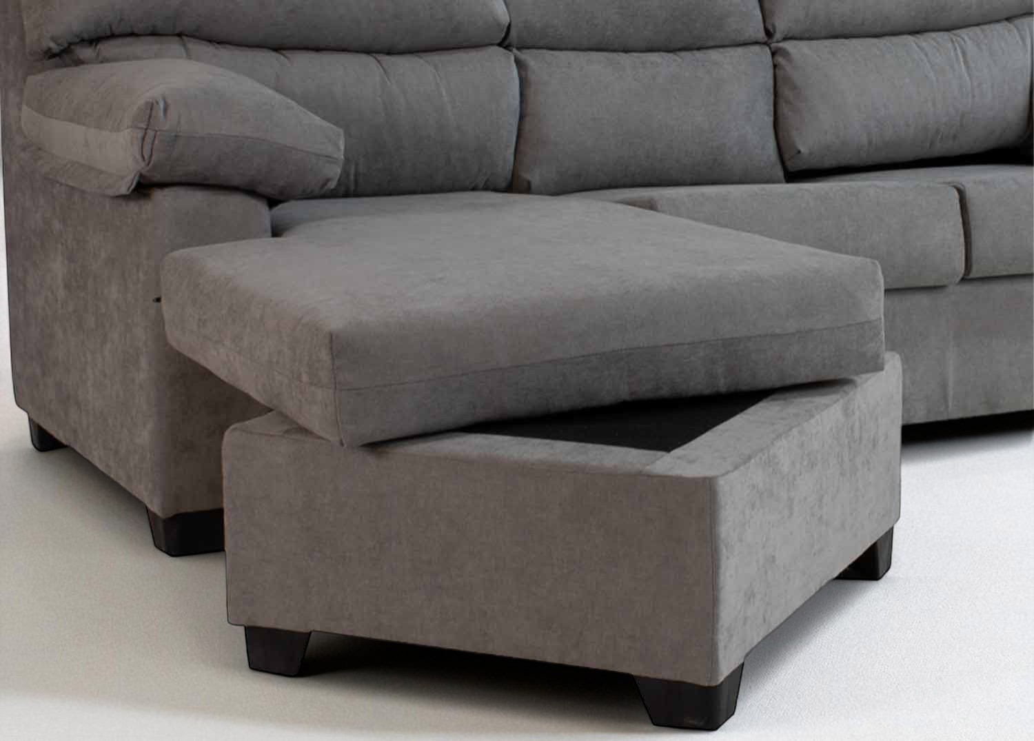 Sofá económico Barberá, marrón con chaiselongue reversible