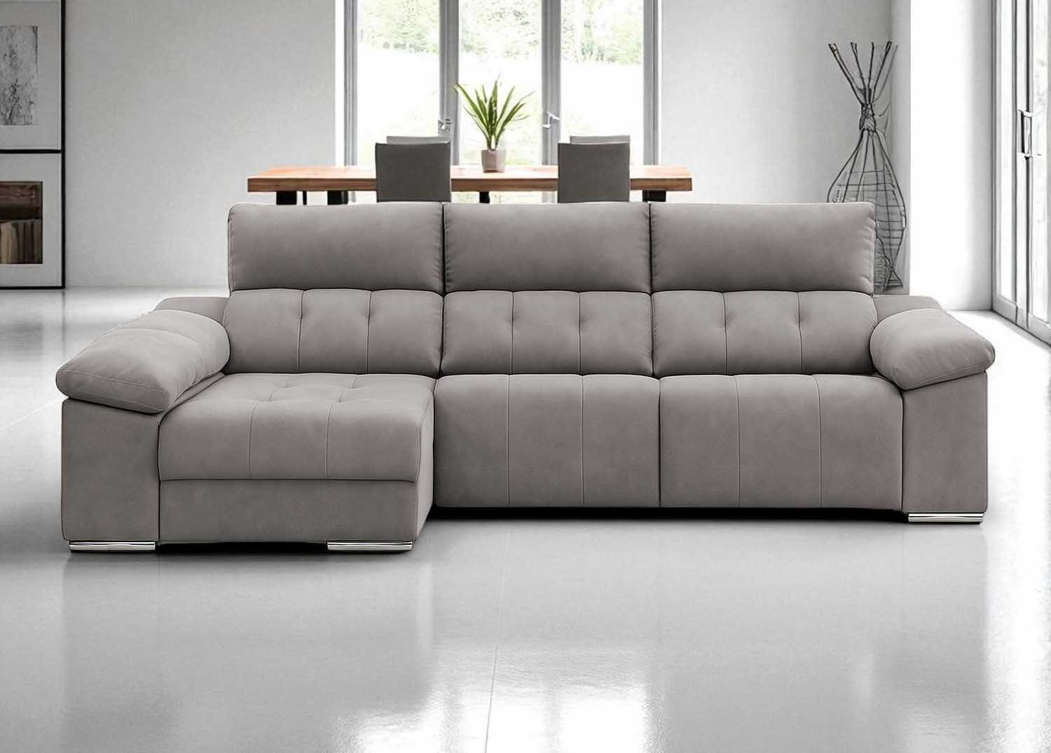 Chaiselongue River con relax motor y pufs marrón visón